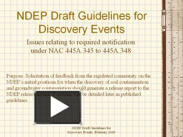 NDEP Draft Guidelines for Discovery Events presentation | free to view