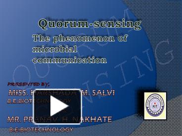 quorum sensing presentation | free to download