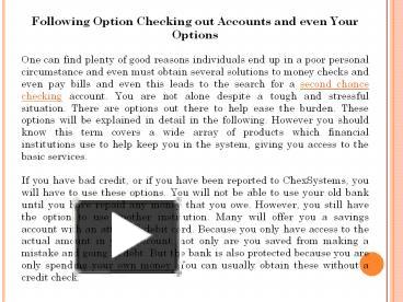 PPT – second chance checking PowerPoint presentation | free to download ...
