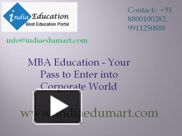 MBA Education - Your Pass to Enter into Corporate World presentation ...