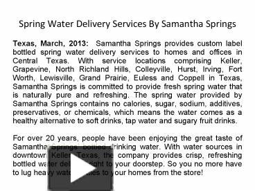 Spring Water Delivery Services By Samantha Springs presentation | free ...