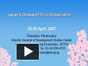 PPT – Japan’s Outward FDI in Globalization PowerPoint presentation ...