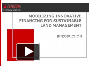 Innovative Financing Mechanisms presentation | free to view