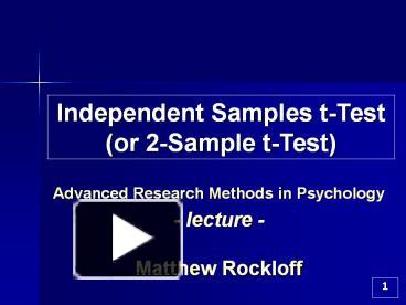 Independent Samples t-Test (or 2-Sample t-Test) presentation | free to ...