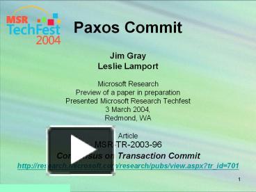 Paxos Commit presentation | free to download