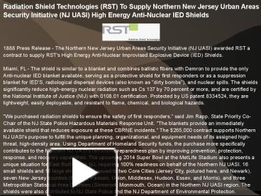 Radiation Shield Technologies (RST) To Supply Northern New Jersey Urban ...