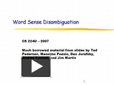 PPT – Word Sense Disambiguation PowerPoint presentation | free to view ...
