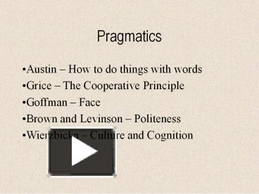 Pragmatics presentation | free to download
