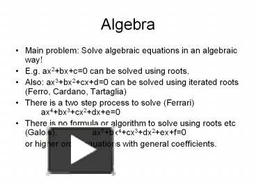 Algebra presentation | free to download