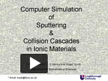 PPT – Computer Simulation of Sputtering PowerPoint presentation | free ...