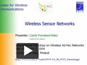 PPT – Wireless Sensor Networks PowerPoint presentation | free to view ...
