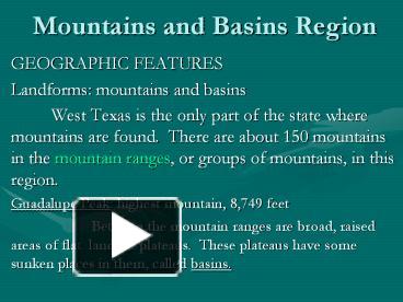 PPT – Mountains and Basins Region PowerPoint presentation | free to ...