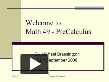 Welcome to Math 49 - PreCalculus presentation | free to download