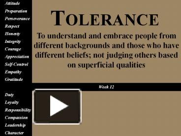 TOLERANCE presentation | free to view