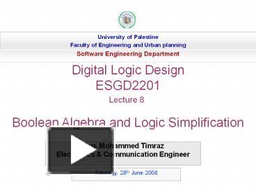 PPT – University of Palestine Faculty of Engineering and Urban ...