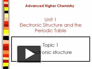 Advanced Higher Chemistry presentation | free to view