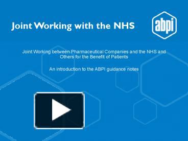 Joint Working with the NHS presentation | free to view