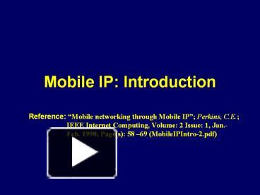 PPT – Mobile IP: Introduction PowerPoint presentation | free to ...