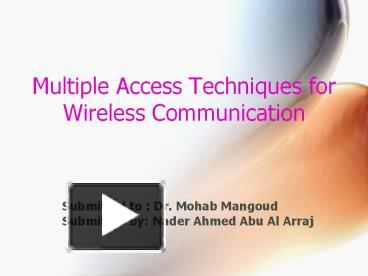 PPT – Multiple Access Techniques for Wireless Communication PowerPoint ...