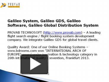 Galileo System, Galileo GDS, Galileo Software, Galileo Global ...