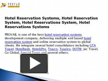 Hotel Reservation Systems, Hotel Reservation System, Hotel Reservations ...