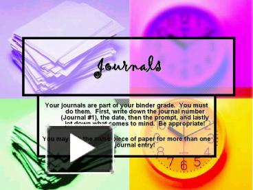 Journals presentation | free to view