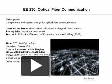 PPT – EE 230: Optical Fiber Communication PowerPoint presentation ...