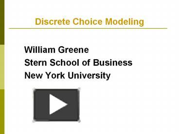 Discrete Choice Modeling presentation | free to download