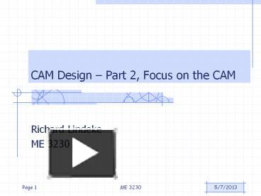 CAM Design – Part 2, Focus on the CAM presentation | free to view