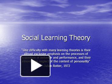 Social Learning Theory presentation | free to view