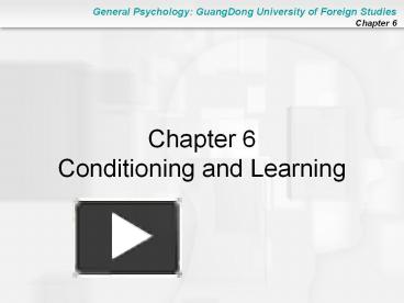 PPT – Chapter 6 Conditioning and Learning PowerPoint presentation ...