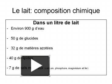 Le lait: composition chimique presentation | free to view