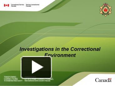 Investigations in the Correctional Environment presentation | free to ...