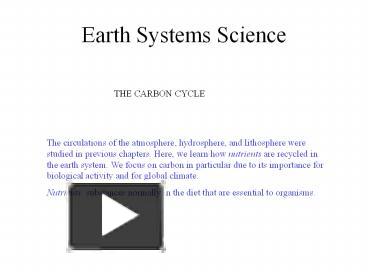 PPT – Earth Systems Science PowerPoint presentation | free to download ...