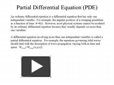 PPT – Partial Differential Equation (PDE) PowerPoint presentation ...