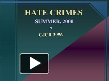 HATE CRIMES presentation | free to download