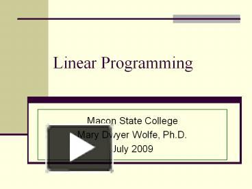 Linear Programming presentation | free to view