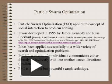 PPT – Particle Swarm Optimization PowerPoint presentation | free to ...