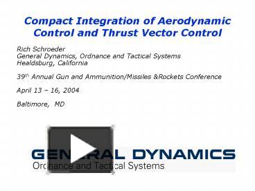 PPT – Compact Integration of Aerodynamic Control and Thrust Vector ...