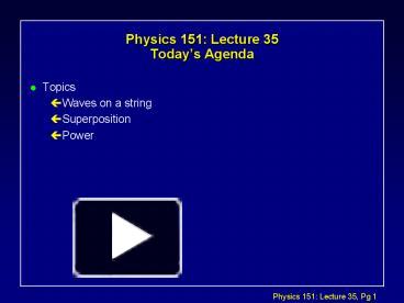 PPT – Physics 151: Lecture 35 Today’s Agenda PowerPoint presentation ...