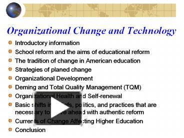 Organizational Change and Technology presentation | free to download