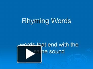 Rhyming Words presentation | free to download