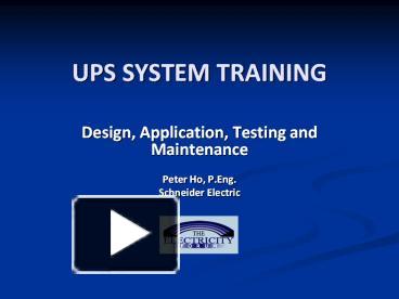 UPS SYSTEM TRAINING presentation | free to view