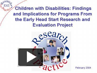 Children with Disabilities: Findings and Implications for Programs From ...