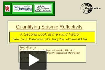 PPT – Quantifying Seismic Reflectivity PowerPoint presentation | free ...