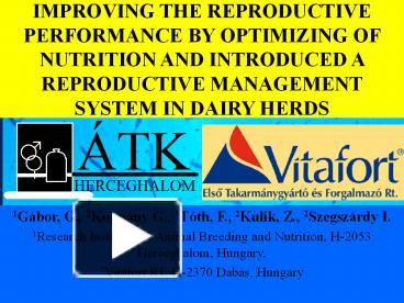 PPT – IMPROVING THE REPRODUCTIVE PERFORMANCE BY OPTIMIZING OF NUTRITION ...