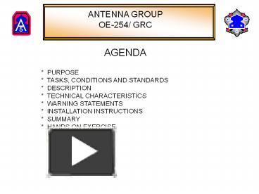 Antenna Group OE-254/GRC PURPOSE Provide in-depth training presentation ...
