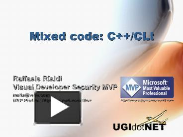 Mixed code: C++/CLI presentation | free to download