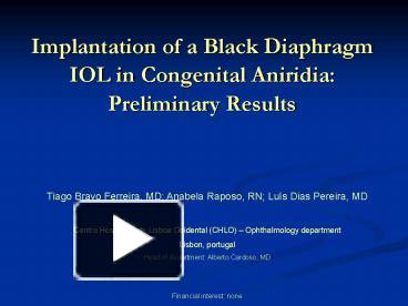 Implantation of a Black Diaphragm IOL in Congenital Aniridia ...