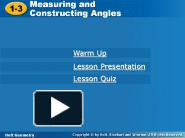 1-3 Warm Up Lesson Presentation Lesson Quiz Holt Geometry presentation ...